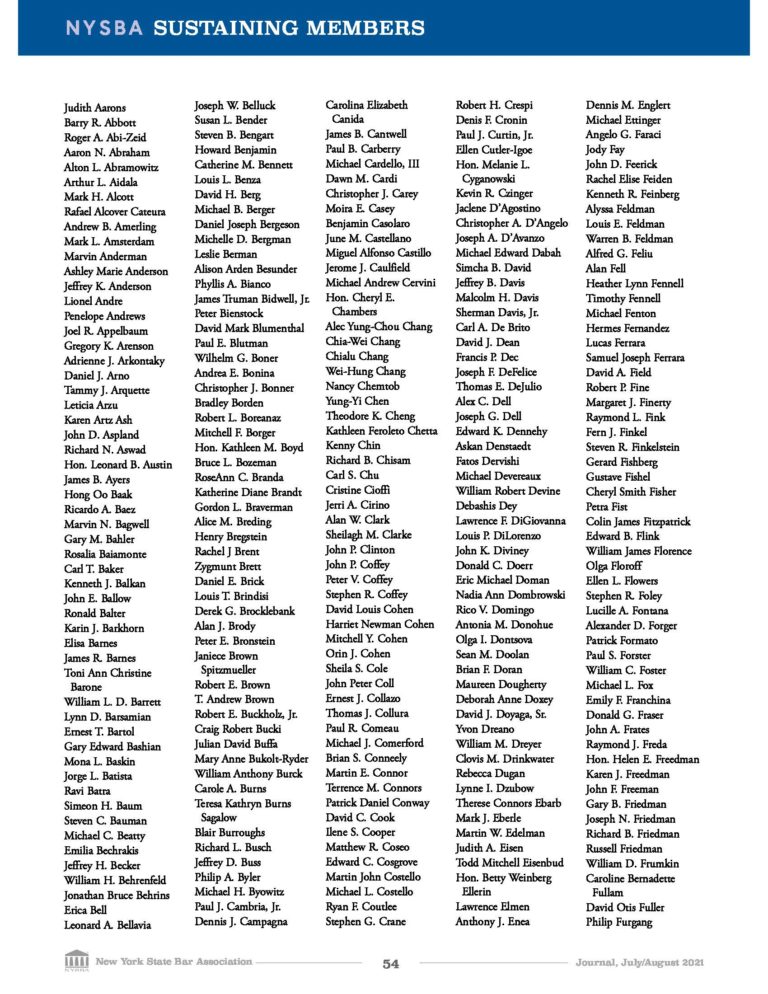 Sustaining Membership - New York State Bar Association